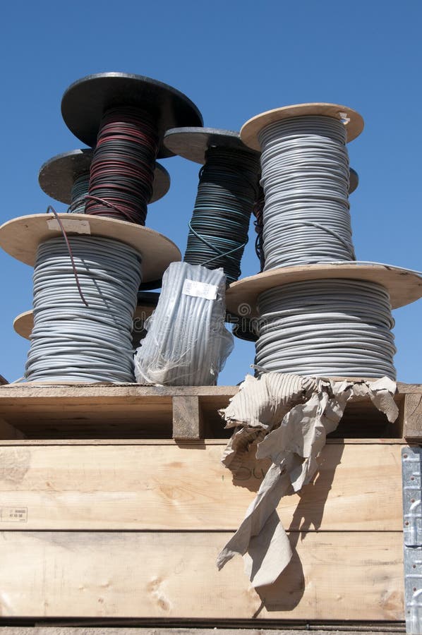Electric cable rolls stock photo. Image of industrial - 158264402