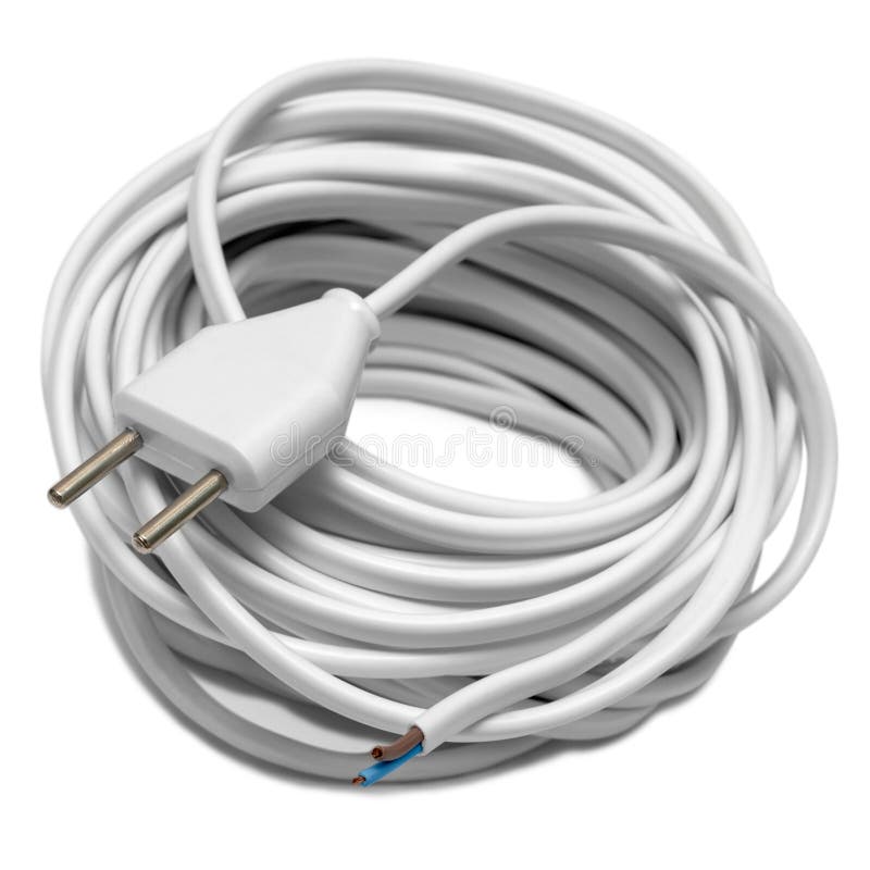 Electric Cable with Socket Isolated on White Stock Photo - Image of ...