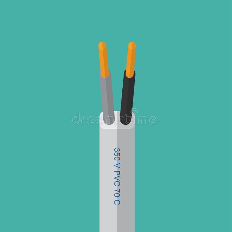 Electric Cable Vector Flat Design. Stock Illustration - Illustration of ...