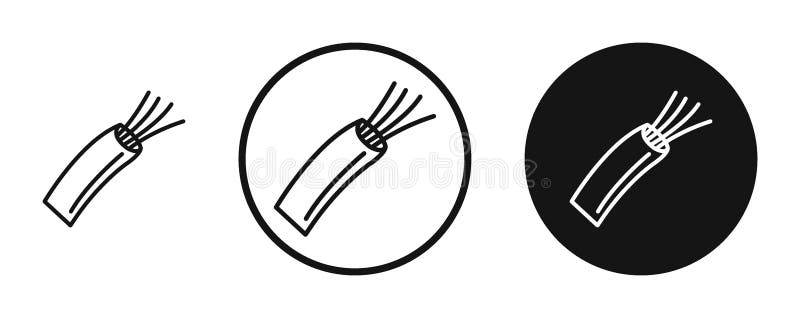 Electric Cable Vector Icon Set in Black and White Outlines Stock Vector ...