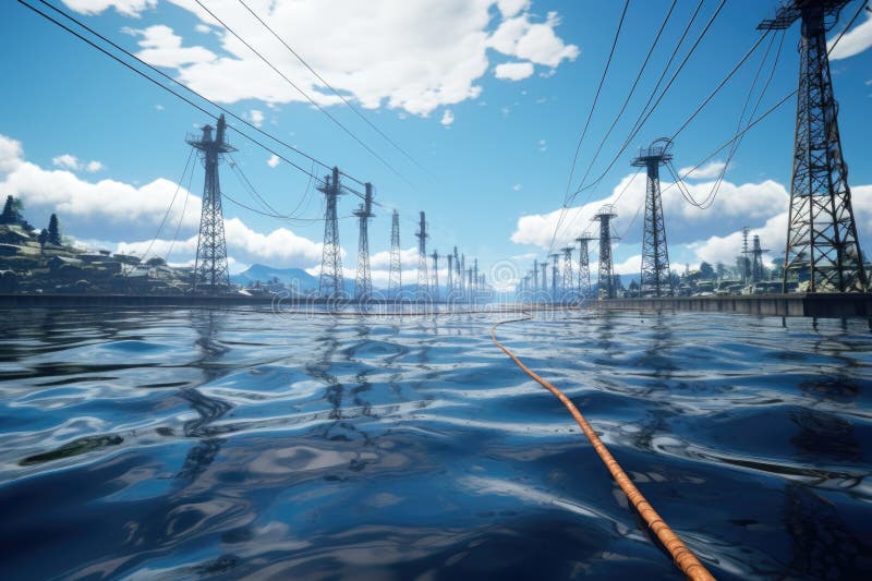 Electric Cables Connecting Offshore Power Plants Stock Photo - Image of ...