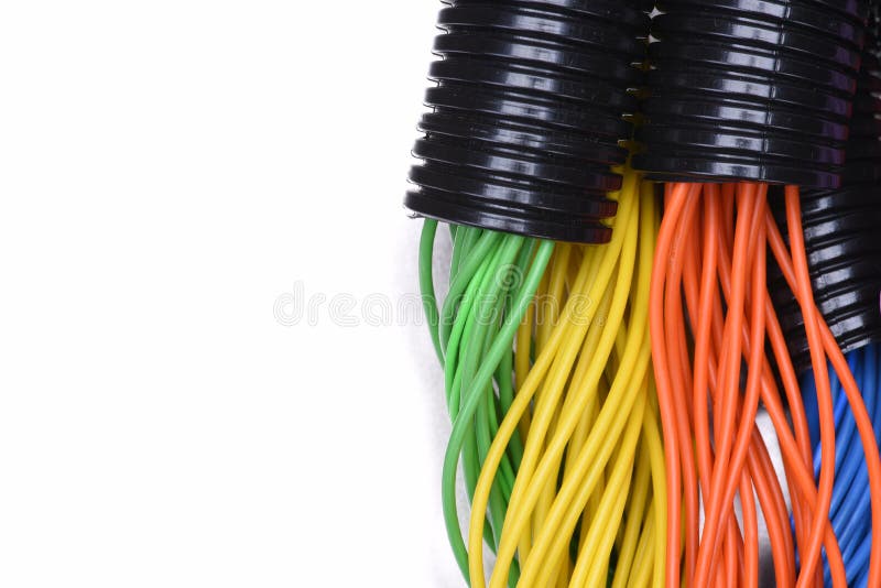 Electric Cables in Corrugated Plastic Pipes Stock Image - Image of ...