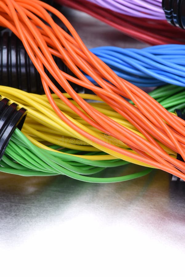 Electric Cables in Corrugated Plastic Pipes Stock Photo - Image of ...