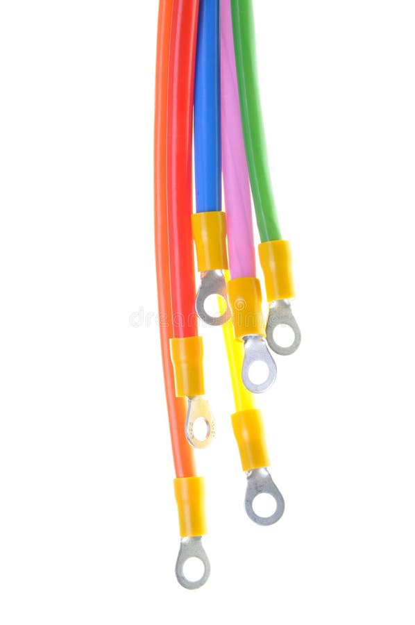 Electric Cables with Insulated Ring Terminal Stock Photo - Image of ...