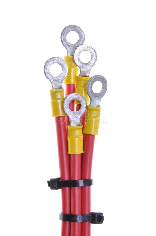 Cables with ring terminals stock photo. Image of current - 27213410