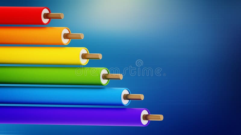 Electric Cables Isolated on White Background. 3D Illustration Stock ...
