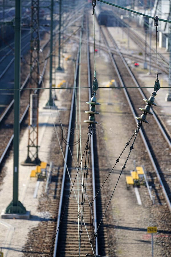 Electric Cables in Railway in Very Good Condition Stock Image - Image ...