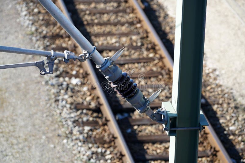 Electric Cables and Railroad Tracks Editorial Stock Photo - Image of ...