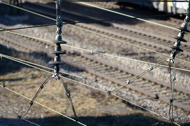 Electric Cables in Railway in Very Good Condition Stock Image - Image ...