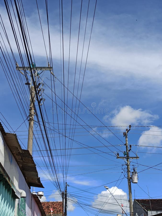 Electric Cables on the Side of the Road Stock Photo - Image of blue ...
