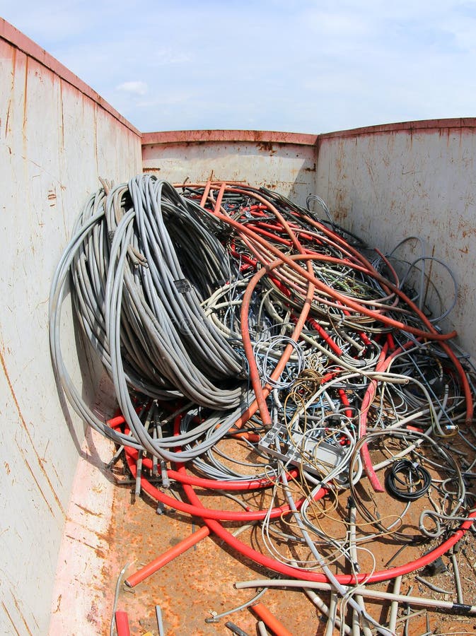 Electric Cables Tangled in a Container Stock Photo - Image of ...