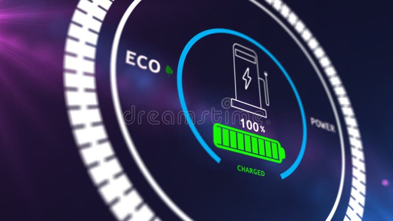 Electric Car Battery in Active Charging Visionary Dashboard Stock ...
