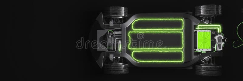 Electric Car Battery and Chassis 3d Render Stock Illustration ...