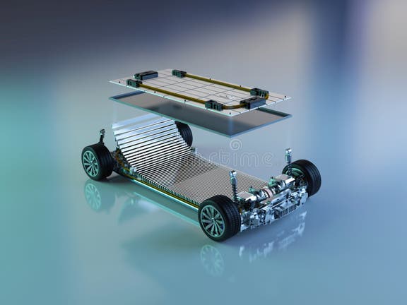 Electric Car Battery with Pack of Battery Cells Explode in Layer Stock ...