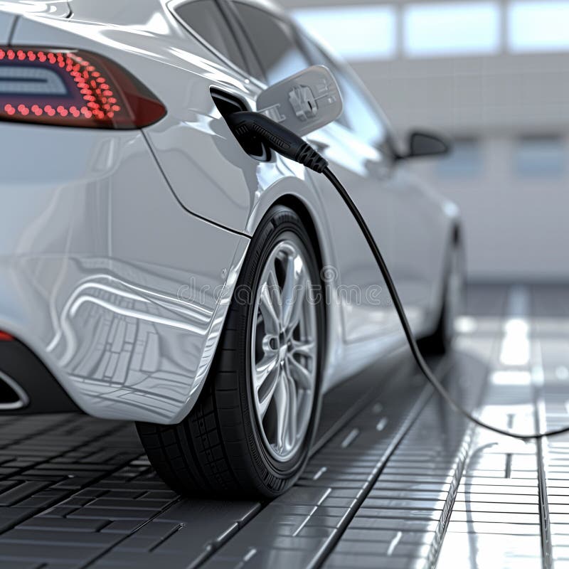 Electric Car Being Filled Up at an Electric Fuel Pump Stock ...