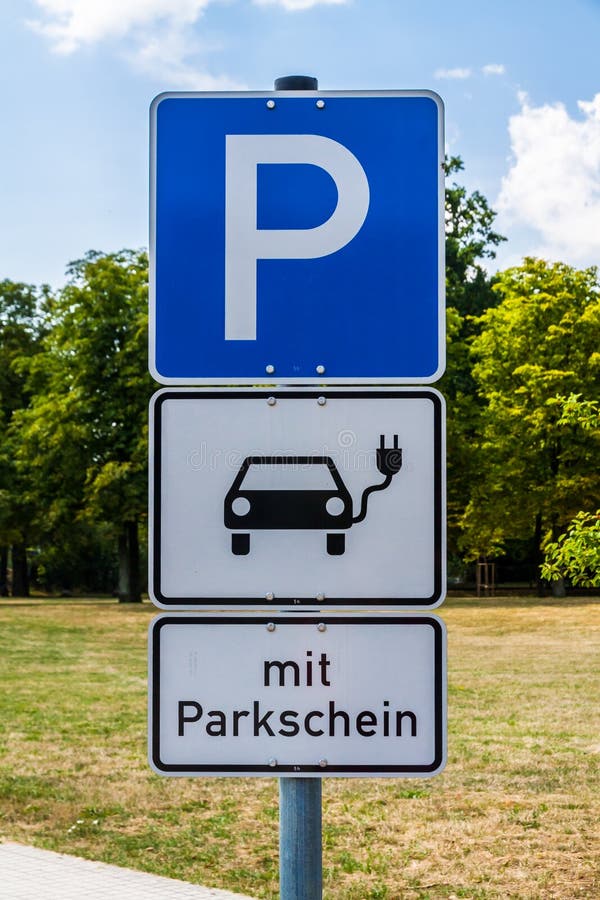 Electric Car Plug Station Sign Stock Photo - Image of industry, change ...