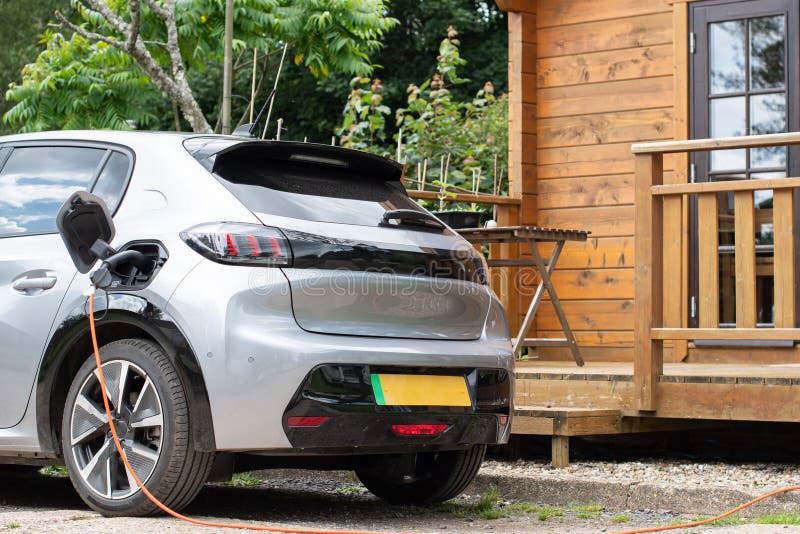 Electric Car on Charge at Home Using Charging Using a Granny Cable ...