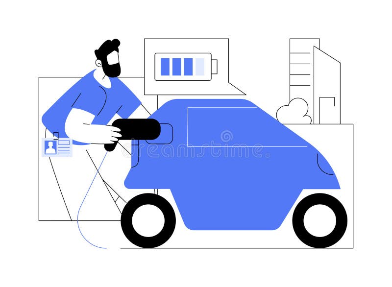 Electric Car Chargers Isolated Cartoon Vector Illustrations. Stock ...