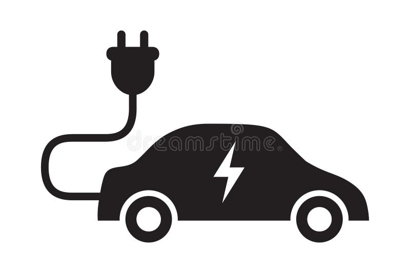 Electric Car with Charging Cable Pictogram Isolated Stock Vector ...