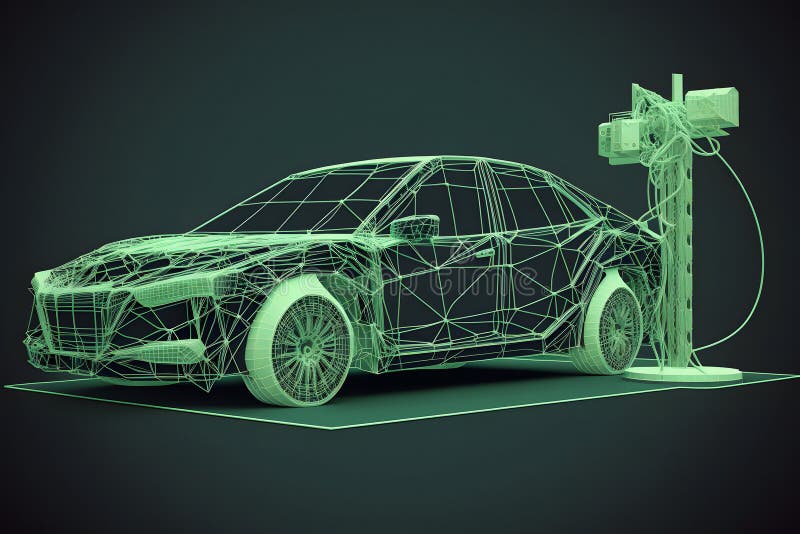 Electric Car Charging Concept in Green Environment. Neural Network AI ...