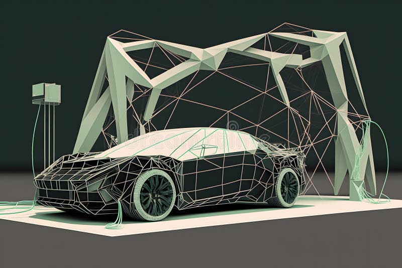 Electric Car Charging Concept in Green Environment. Neural Network AI ...