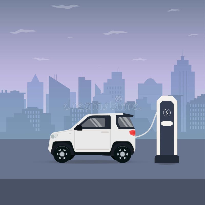 Electric Car Charging Graphic Design Vector Illustration Stock ...