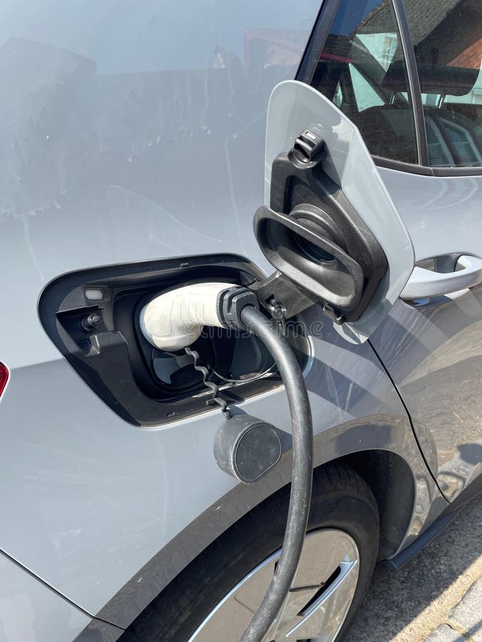 Electric Car Charging Plug Outdoors Stock Image - Image of transport ...