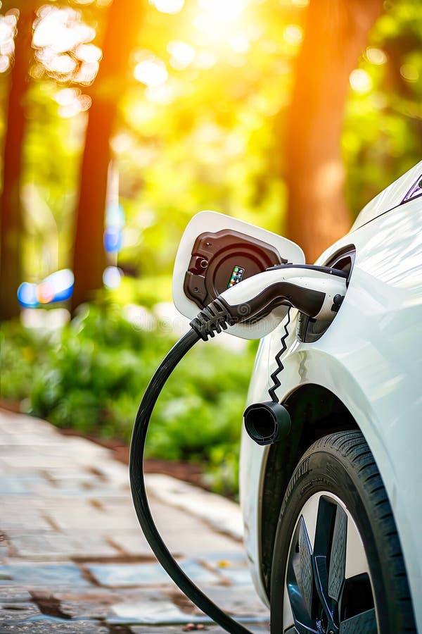 Electric Car Charging at a Charging Station Stock Photo - Image of ...