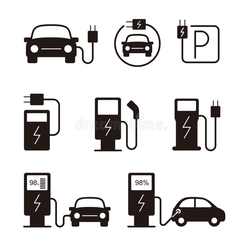 Electric Car Charging Station Icon Stock Vector - Illustration of ...