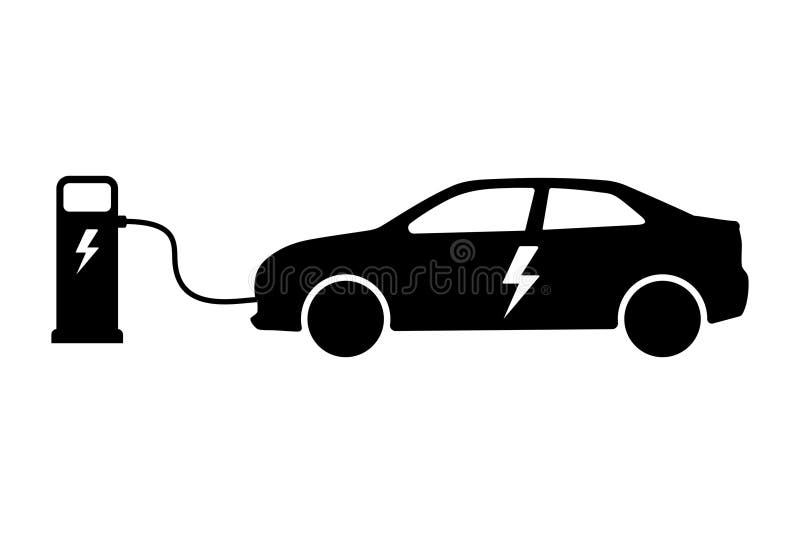 Electric Car Charging at the Station Icon Vector Stock Illustration ...