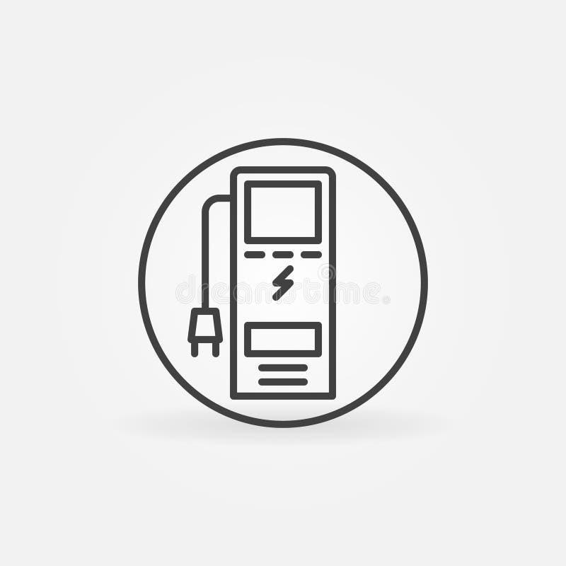 Electric Car at Charging Station Vector Round Colored Icon Stock ...