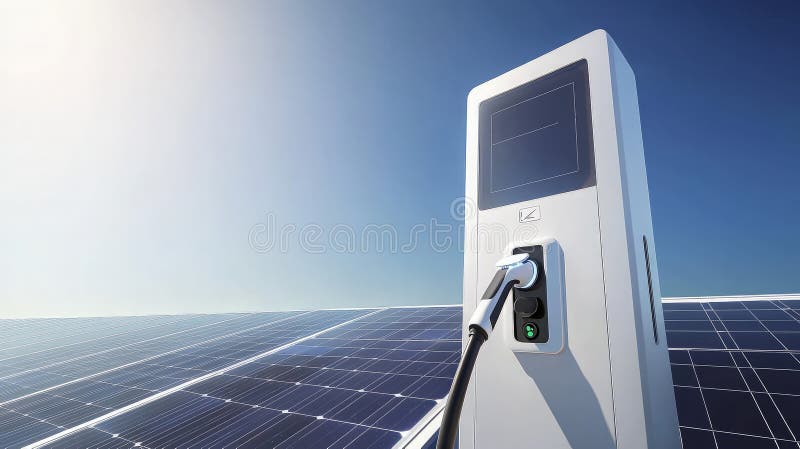 Electric Car Charging Station Powered by Solar Panels Stock Image ...