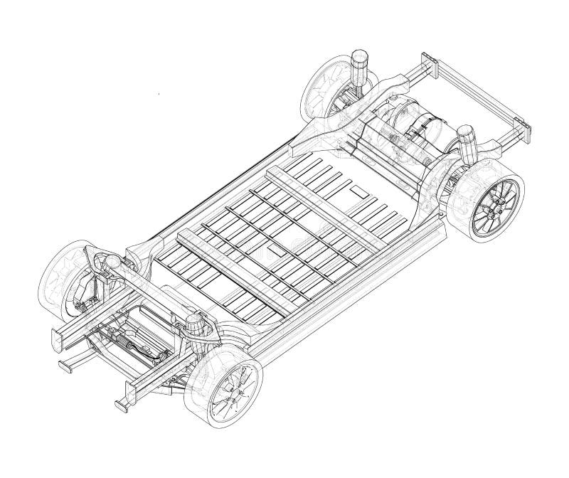 Electric Car Chassis with Battery. Vector Stock Vector - Illustration ...