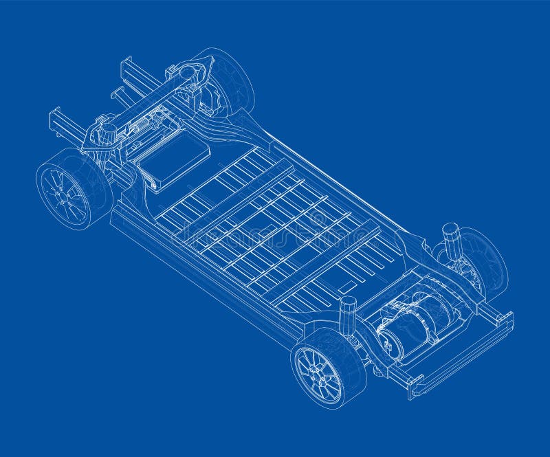 Electric Car Chassis with Battery. Vector Stock Vector - Illustration ...