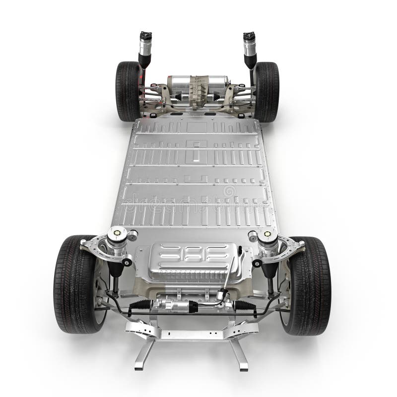 Electric Car Chassis on White. Bottom View. 3D Illustration Stock ...