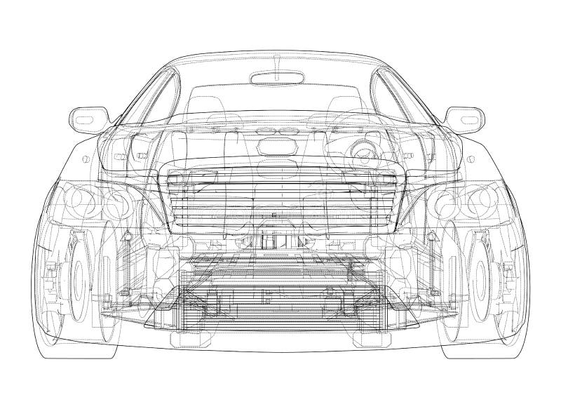 Electric Car with Chassis. Vector Rendering of 3d Stock Vector ...