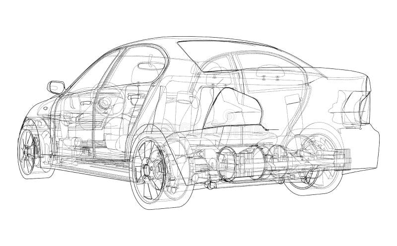 Electric Car with Chassis. Vector Rendering of 3d Stock Vector ...