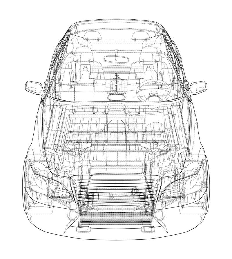 Electric Car with Chassis. Vector Rendering of 3d Stock Vector ...