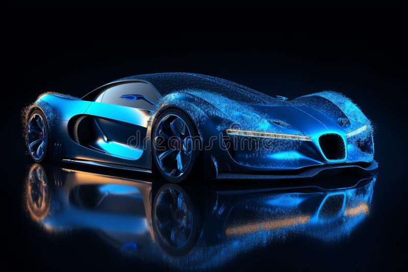 Electric Car Concept. Blue Glowing Car. Generative AI Stock ...