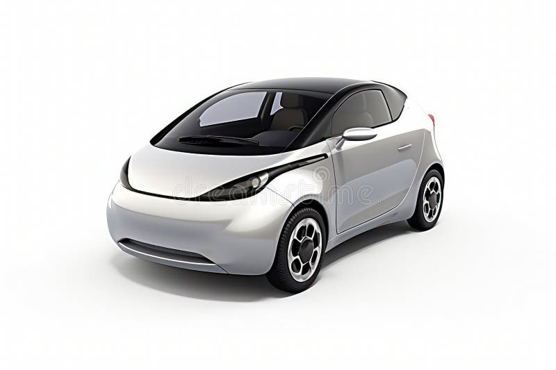 Electric Car in Concept. EV White Car Isolated on White Background ...