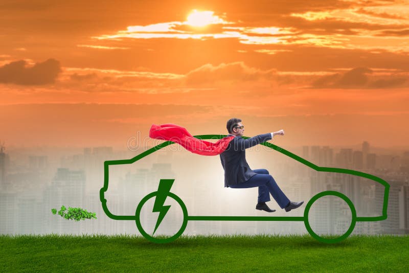 The Electric Car Concept In Green Environment Concept Stock Image ...