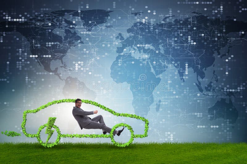The Electric Car Concept in Green Environment Concept Stock Photo ...