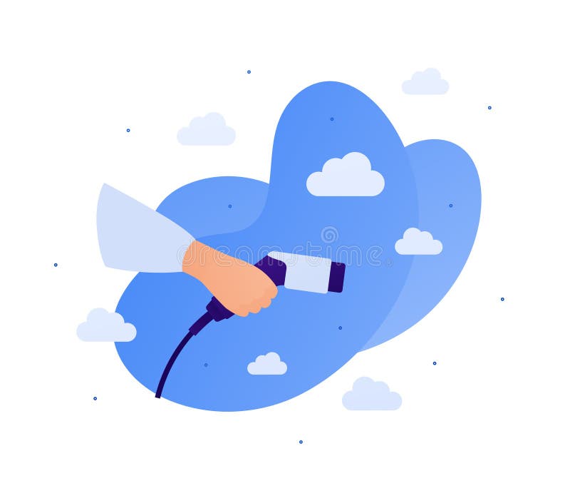 Electric Car Concept. Vector Flat Illustration. Human Hand Hold Electro ...