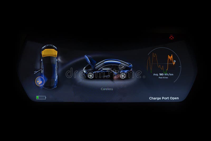 Electric Car Dashboard Panel Stock Image - Image of environment ...