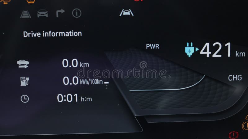 Electric Car Dashboard View. Zero Emission Car Car Interior. Long Range ...