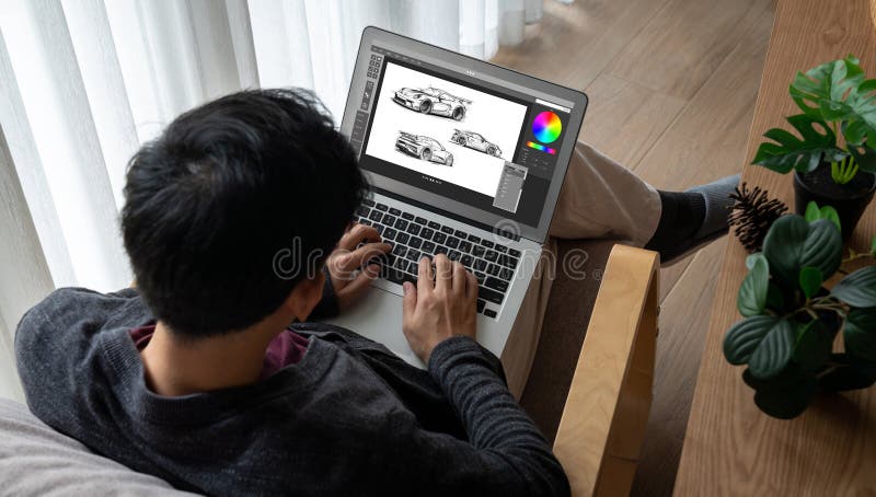 Electric Car Design Software on Computer Screen Show Simulation Blueprint Snugly Stock Image ...