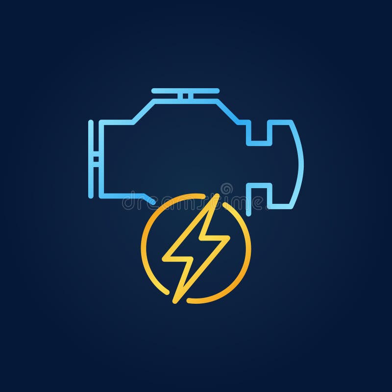 Electric Car Engine Vector Linear Colored Icon Stock Vector ...