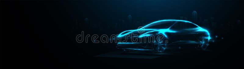 Electric Car. EV. Technology and Transportation Concept. Low Poly ...