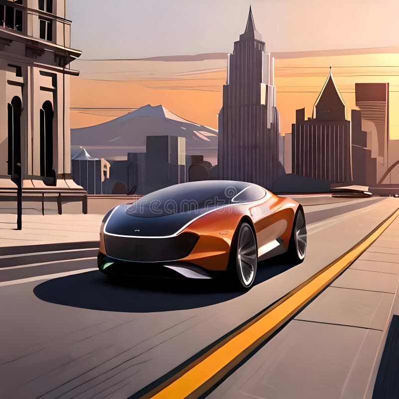 Electric Car of the Future - Ai Generated Image Stock Illustration ...