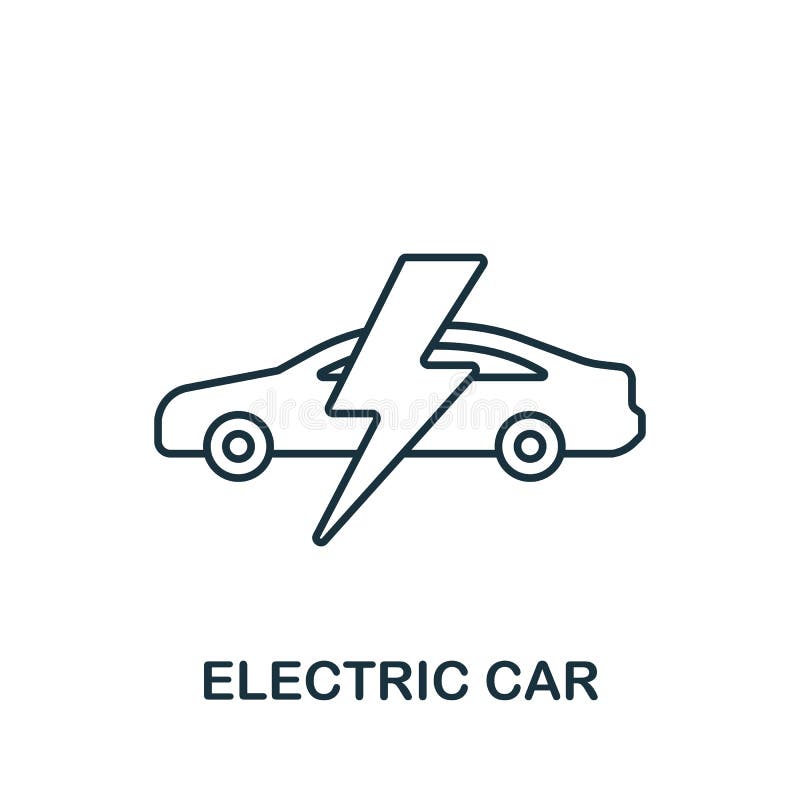 Electric Car Icon. Line Simple Line Car Service Icon for Templates, Web ...